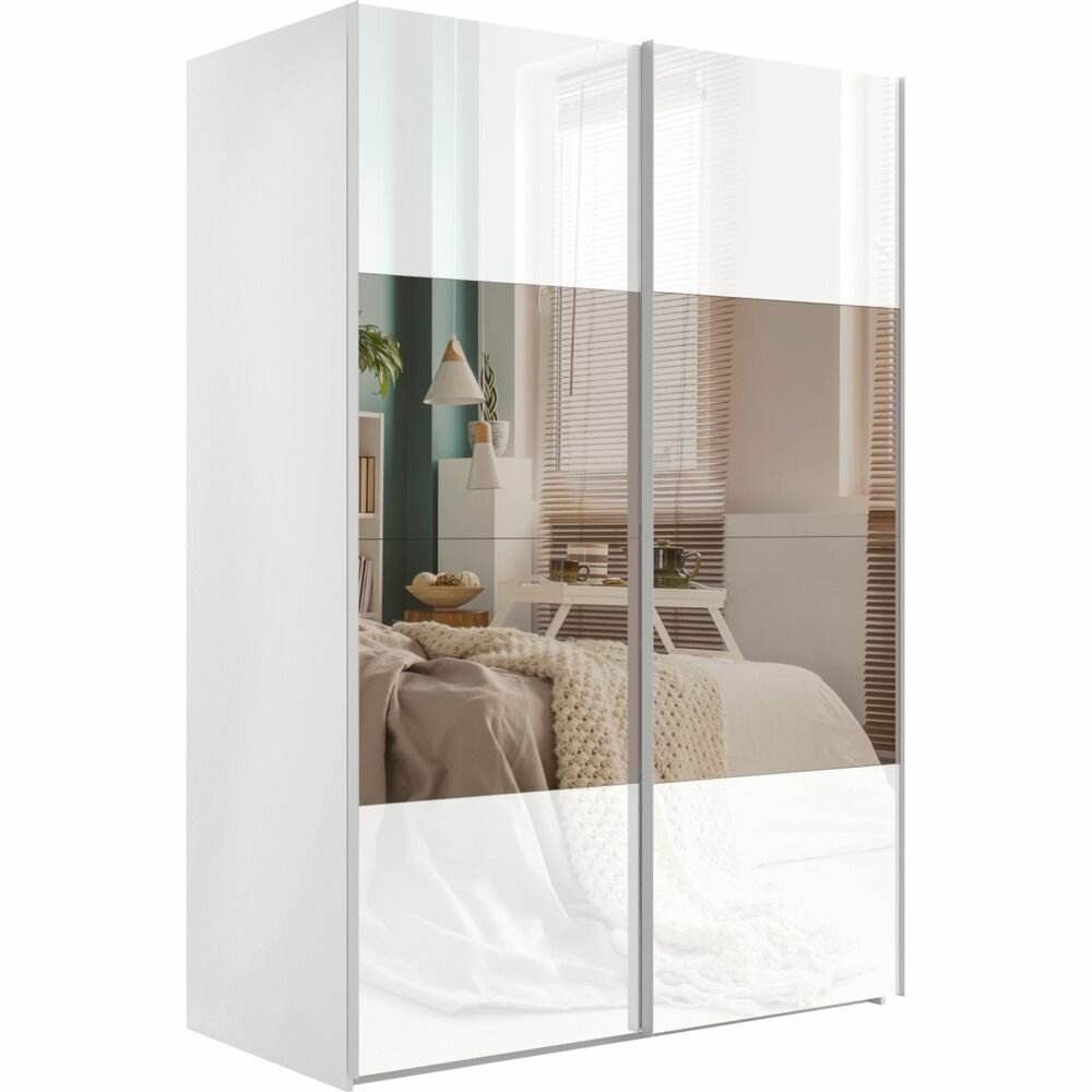 Шкаф-купе Эста 1,6, 2,2м 4бел стек/4зерк бронза