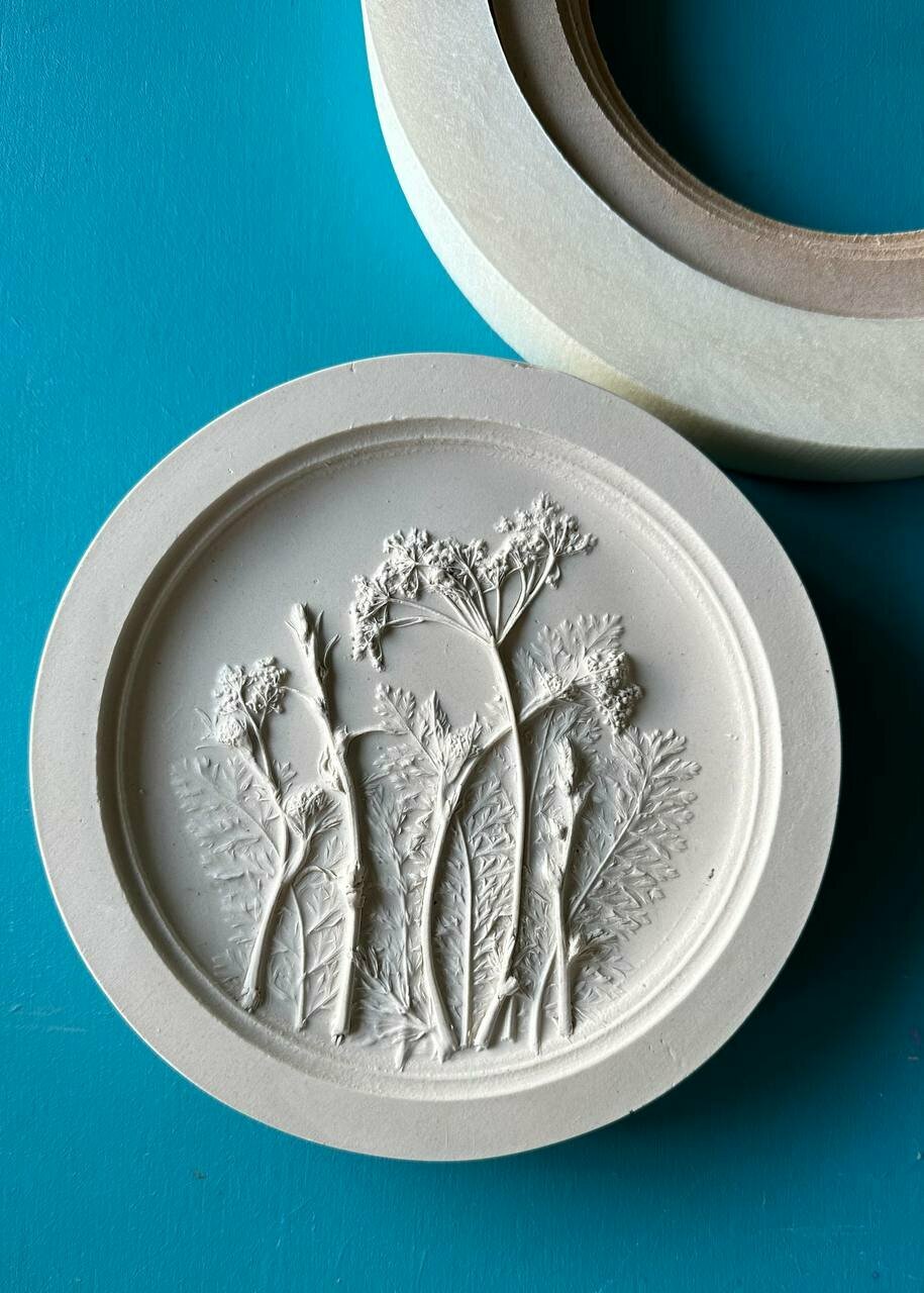 Опалубка с рамой для ботанического барельефа. Круг 15 см (многоразовый молд, форма для заливки гипса) опалубка XPS, рама МДФ