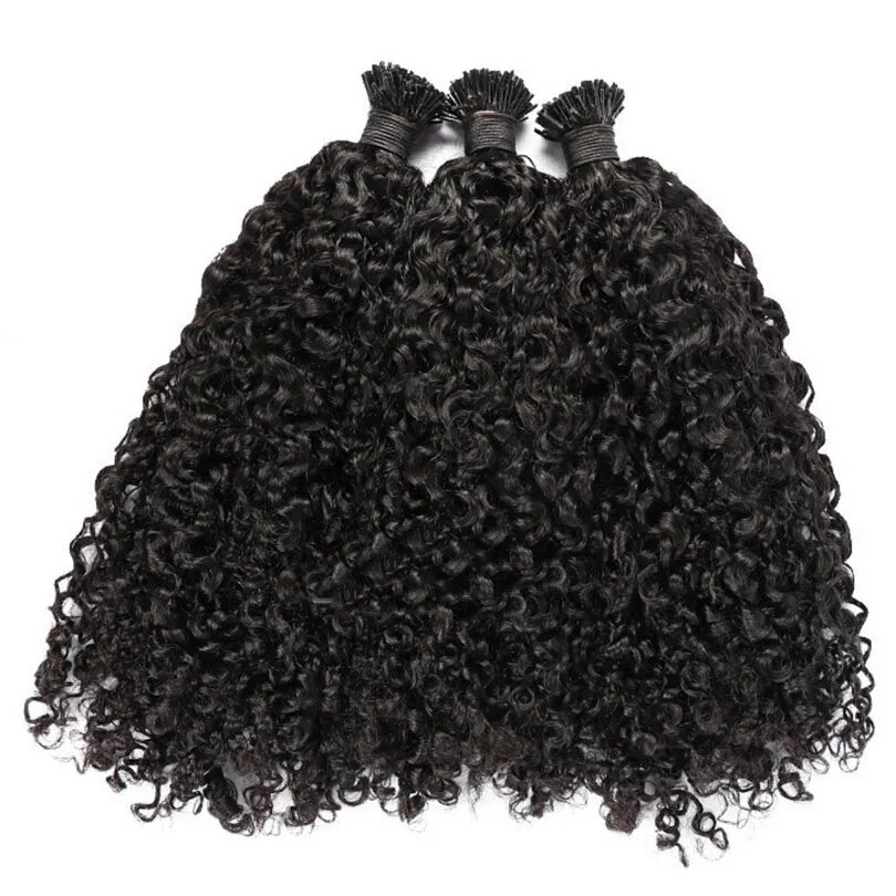 LUFFYHAIR Sassy кудрявые волосы для наращивания 100 прядей 14inch 100 strand, Естественный цвет