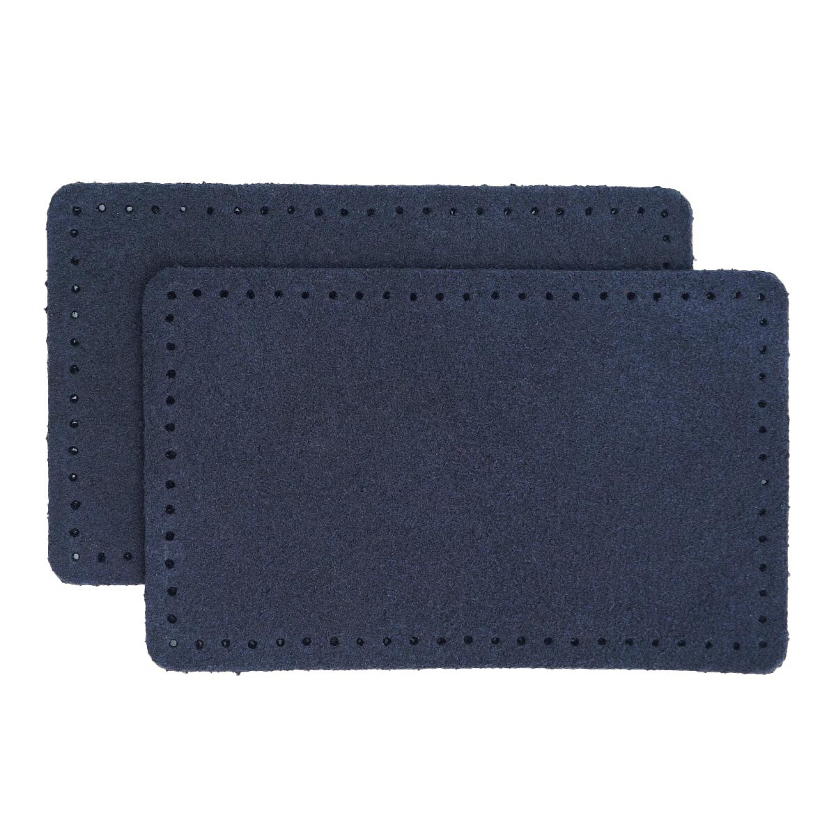 59113 Заплатки пришивные из замши, прямоугольник 6*9,6см с перфорацией, 2шт/упак, 100% кожа (22 темно-синий)