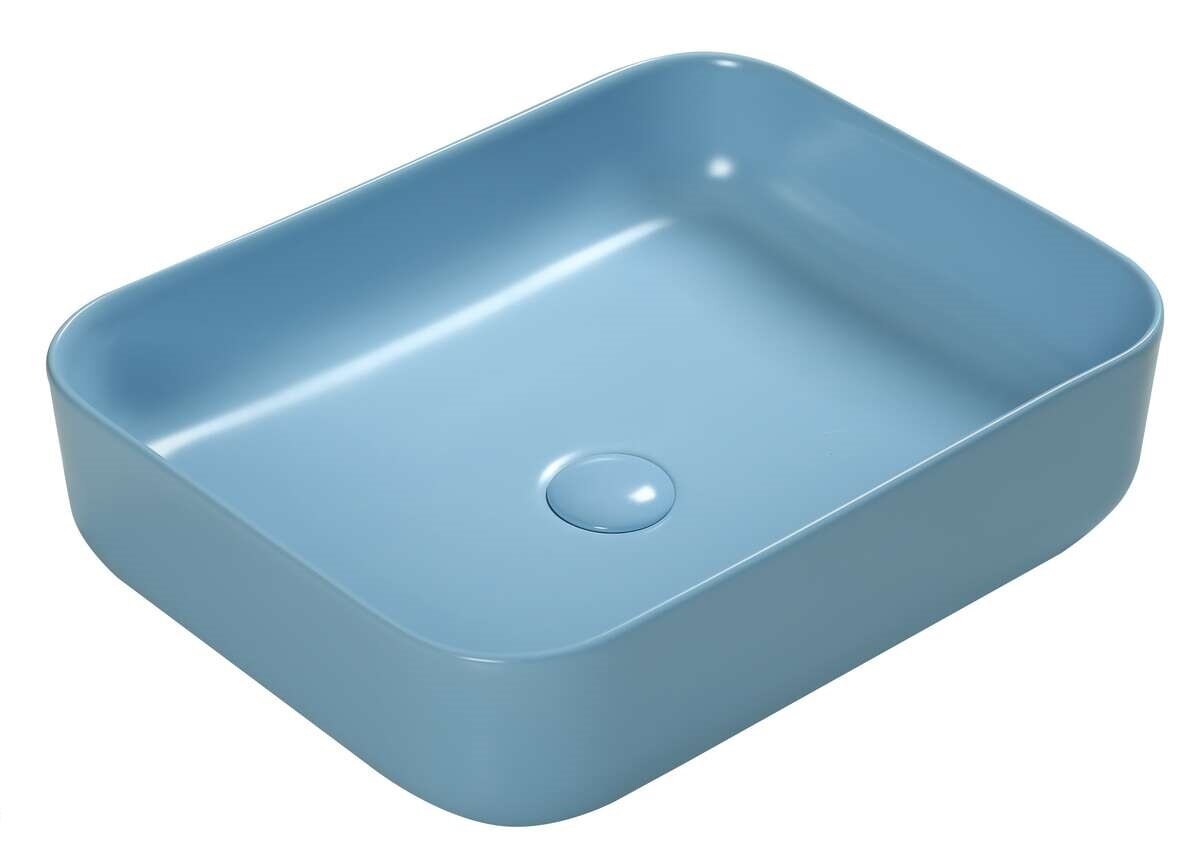 Раковина накладная SantiLine SL-1051BL голубая матовая