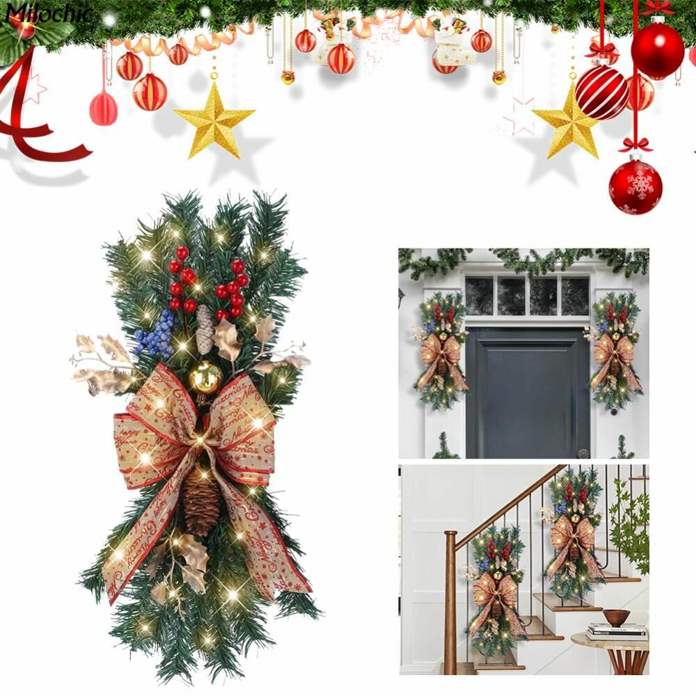 Рождественский искусственный венок для декора дверей и окон