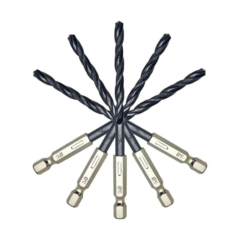 Набор спиральных сверл YaBaoYan 5/15 шт, черный, 3/4/5 мм 5PCS 5MM
