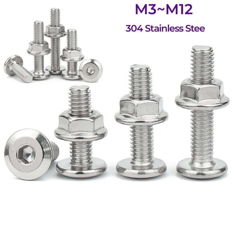 Набор винтов и гаек M3-M12 из нержавеющей стали M5-5pcs, 16mm