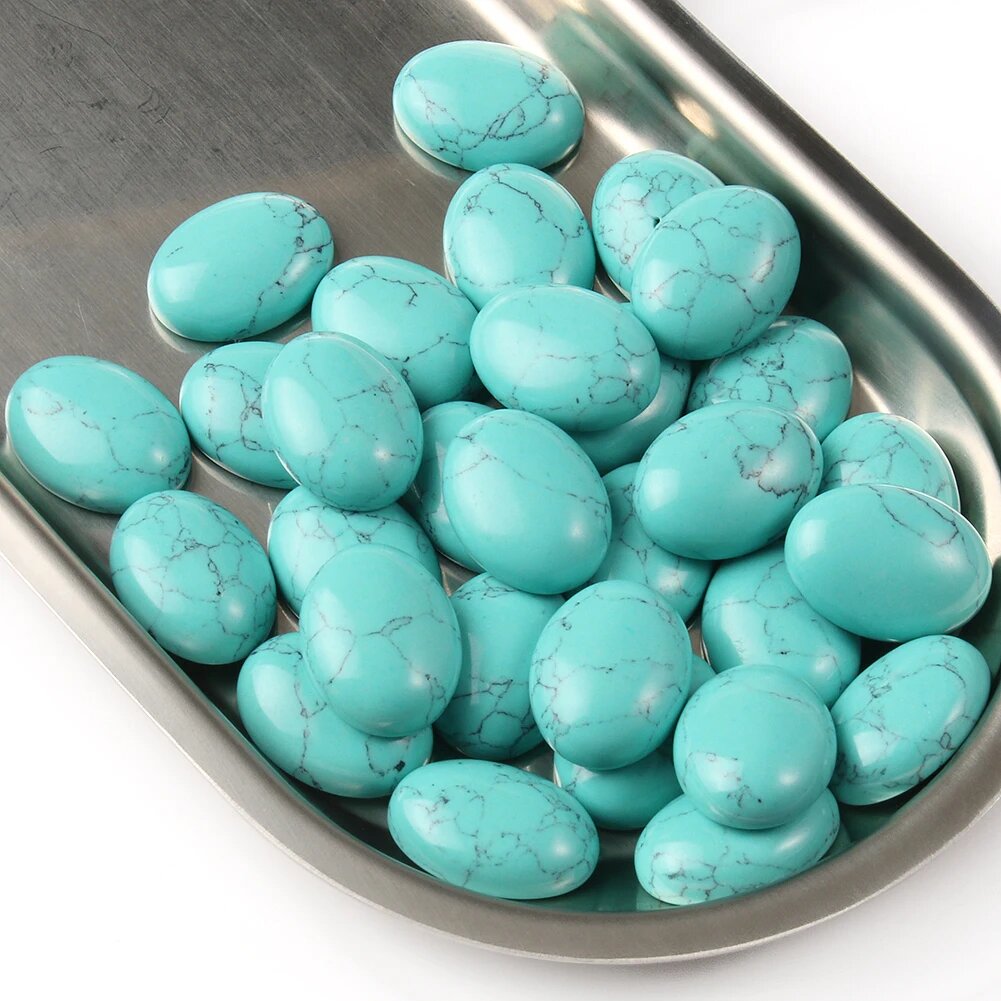 Кабошоны бирюза аметист агата LNMBII 10 шт 6x8mm, Blue Turquoise