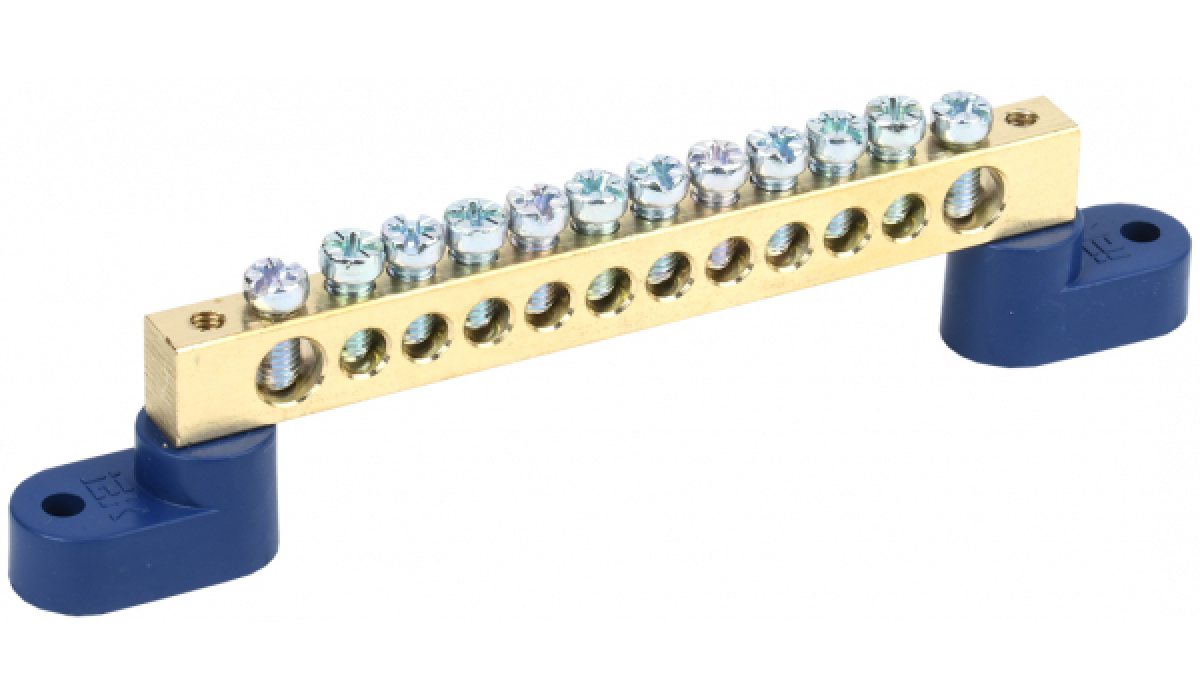 Шина IEK / ИЭК ШНИ-8х12-12-У2-С нулевая на двух угловых изоляторах, контактная группа качественная латунь, 123х29.3х29мм, 1×12 125А, YNN10-812-12C2-K07 / соединитель проводов