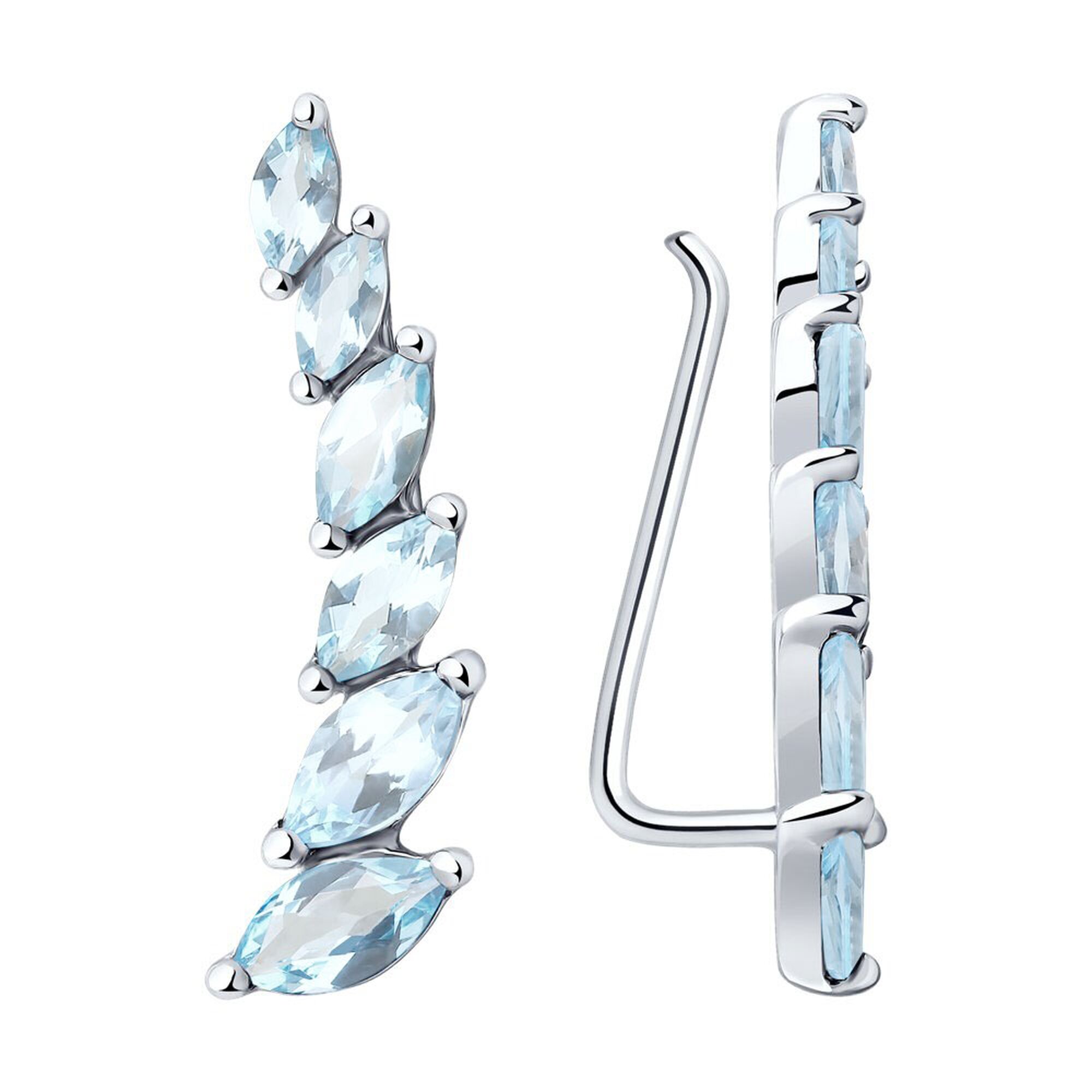 Серьги, серебро, 925 проба, родирование, топаз