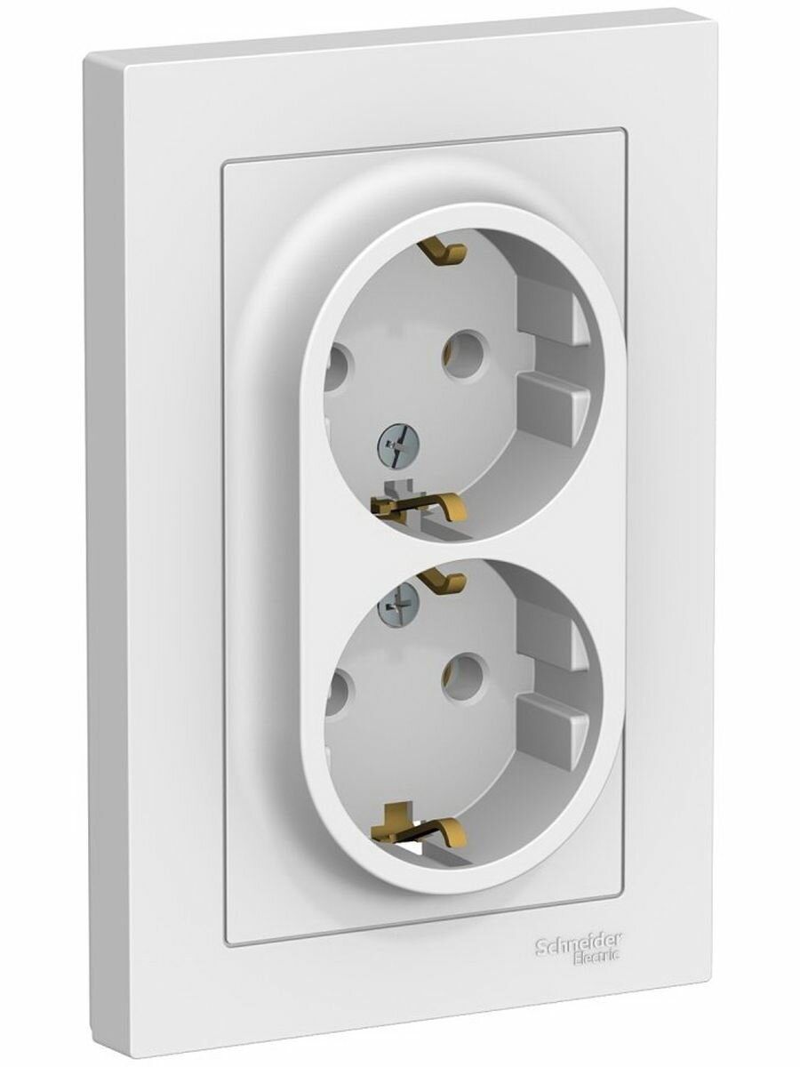 Розетка Systeme Electric ATLASDESIGN двойная с заземлением 16А в сборе белый ATN000124