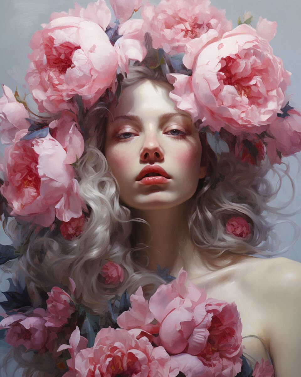 Картина по номерам девушка в цветах 40х50