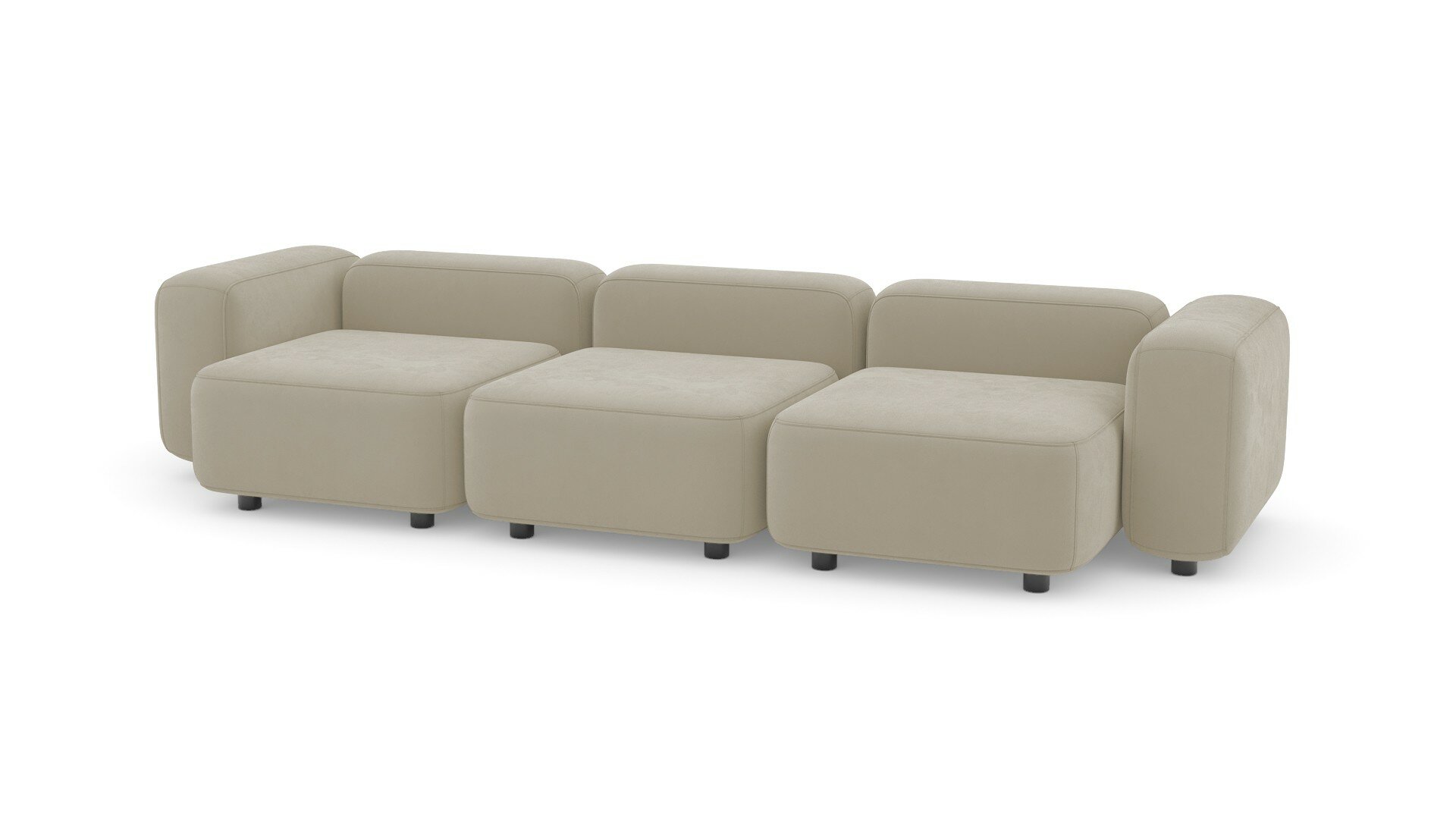 Диван Баббл трехсекционный Vivaldi 04 NEW 315x116x62 см, бежевый Велюр, нераскладной Фиеста