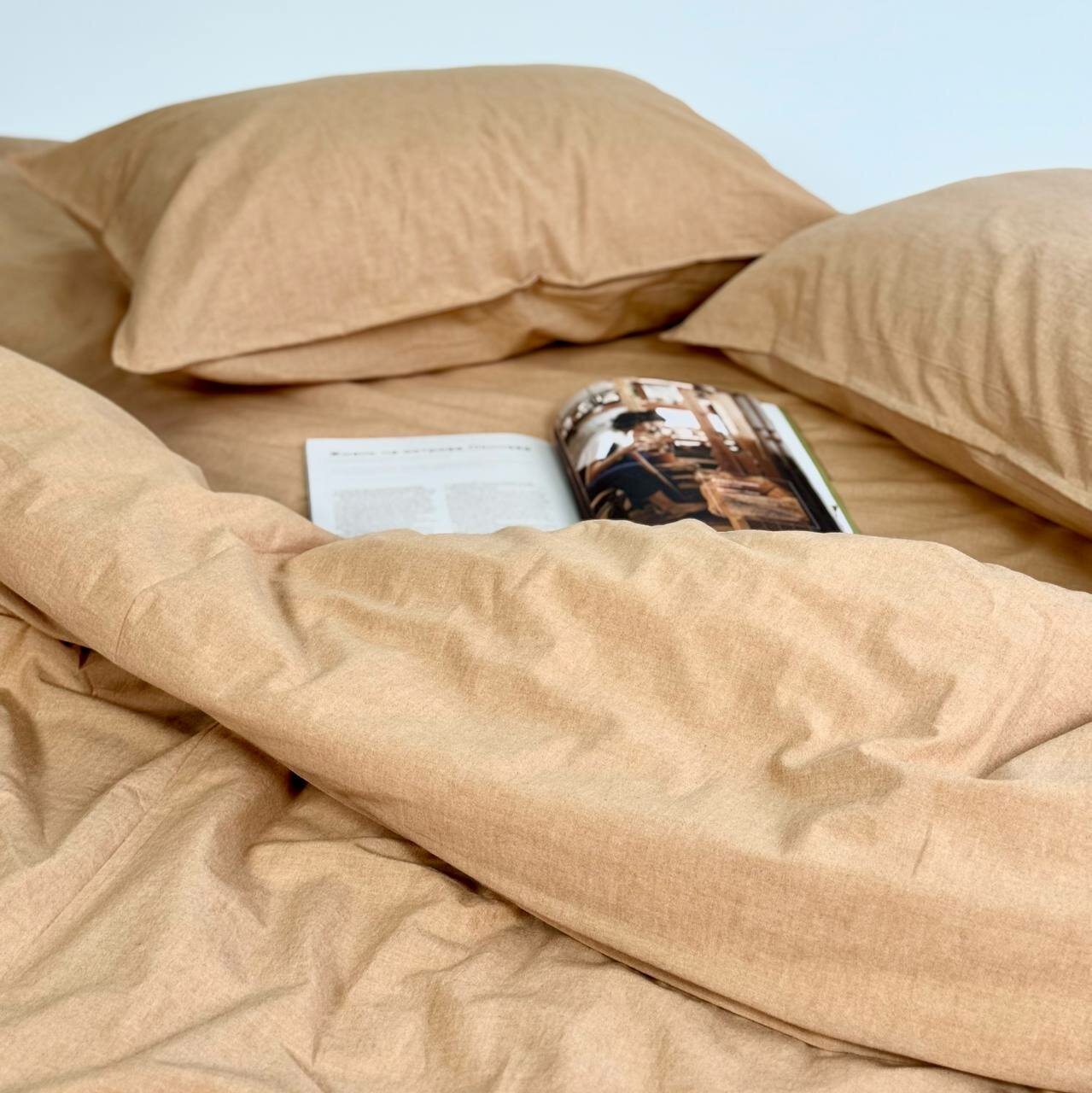 Полуторный комплект постельного белья "Honey melange" из вареного хлопка LiliDOM