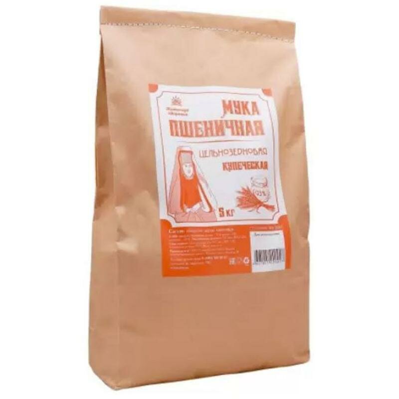 Мука пшеничная цельнозерновая мелкий помол купеческая "Житница здоровья", 5 кг