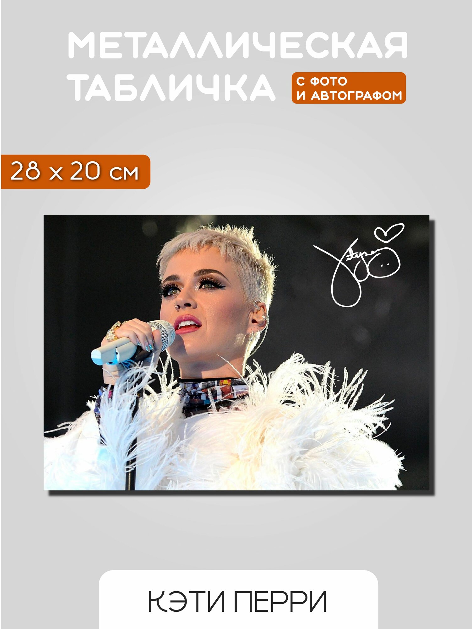 Автограф и фото Кети Перри на металлической табличке