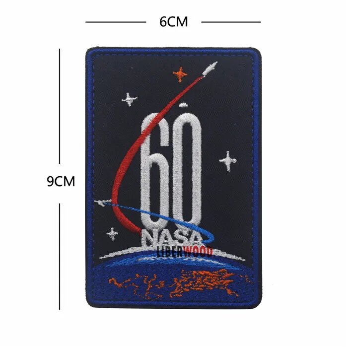 Нашивка NASA 60 лет, темно-синий, 9x6 см