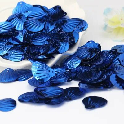 Большие ракушечные блестки 18 мм, 80 шт, ПВХ, 23 цвета Синий, Dark Blue