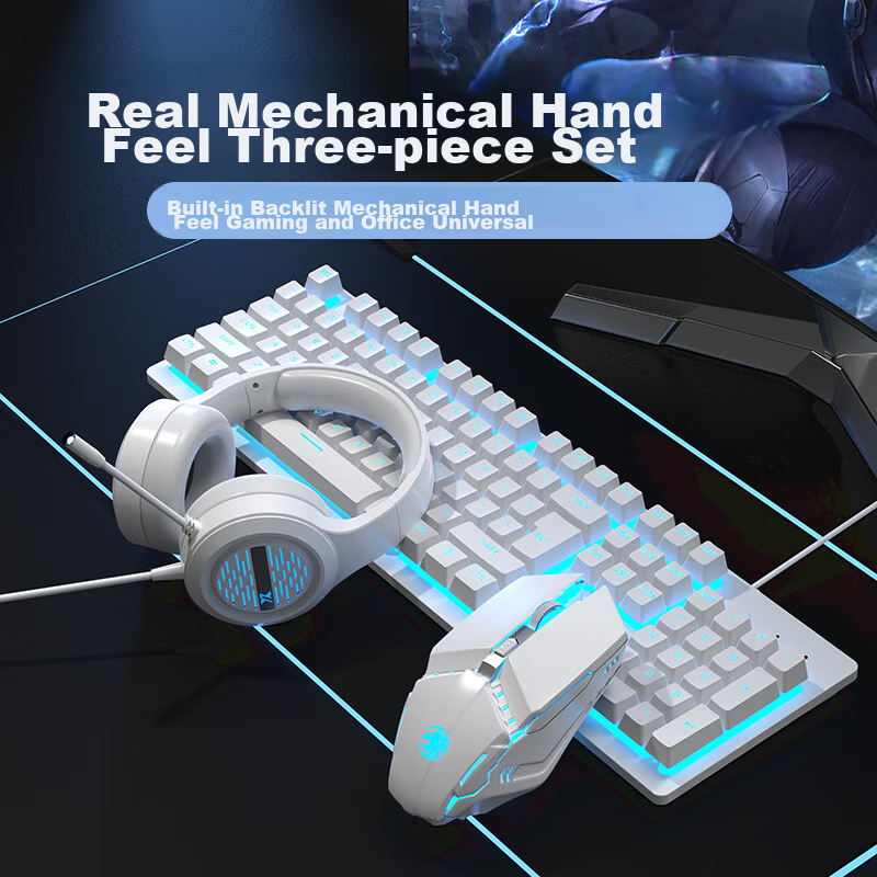 Набор механических клавиатуры, мыши и наушников EWEADN GX300 Feel, белый