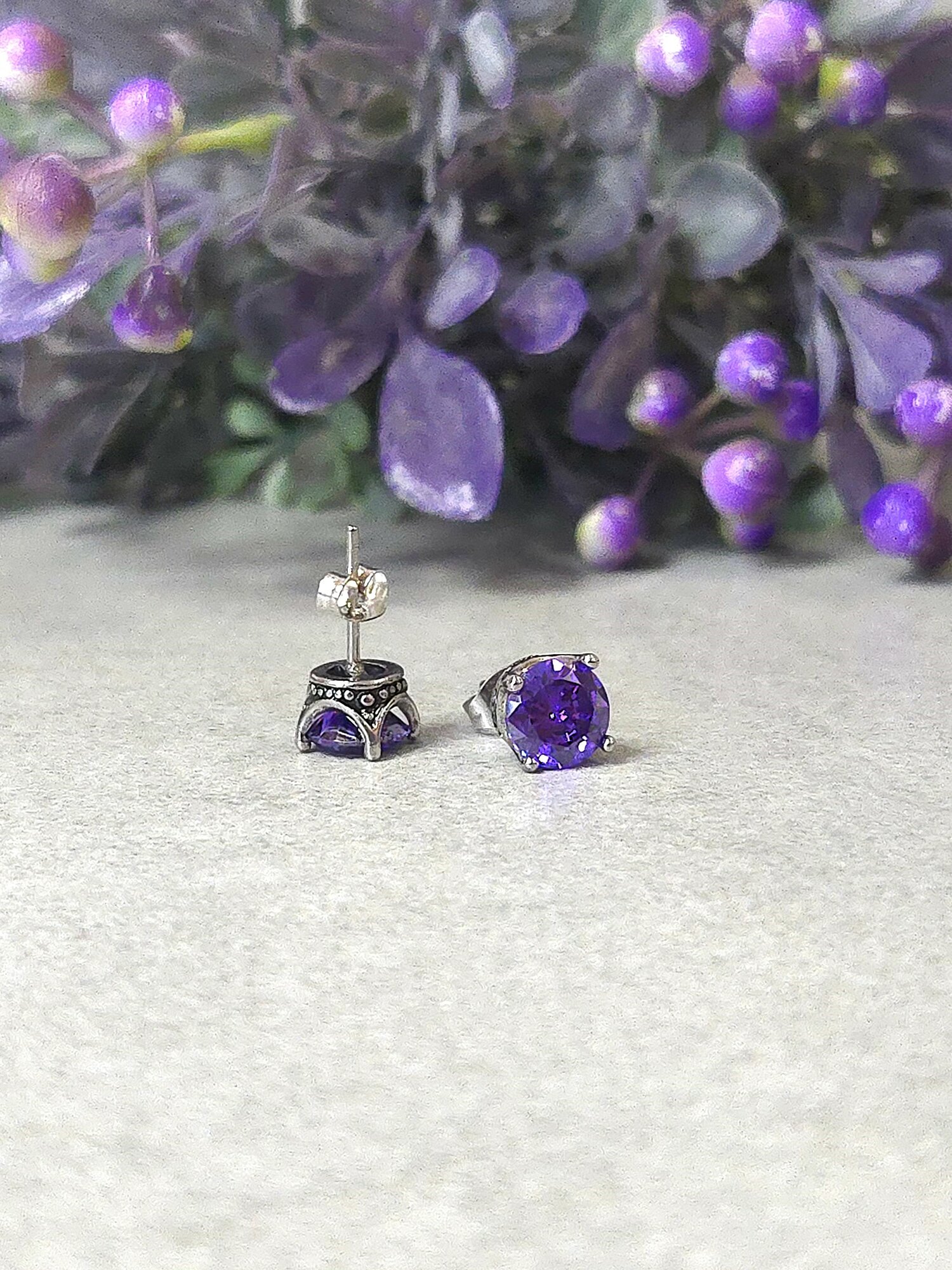 Серьги пусеты, фианит