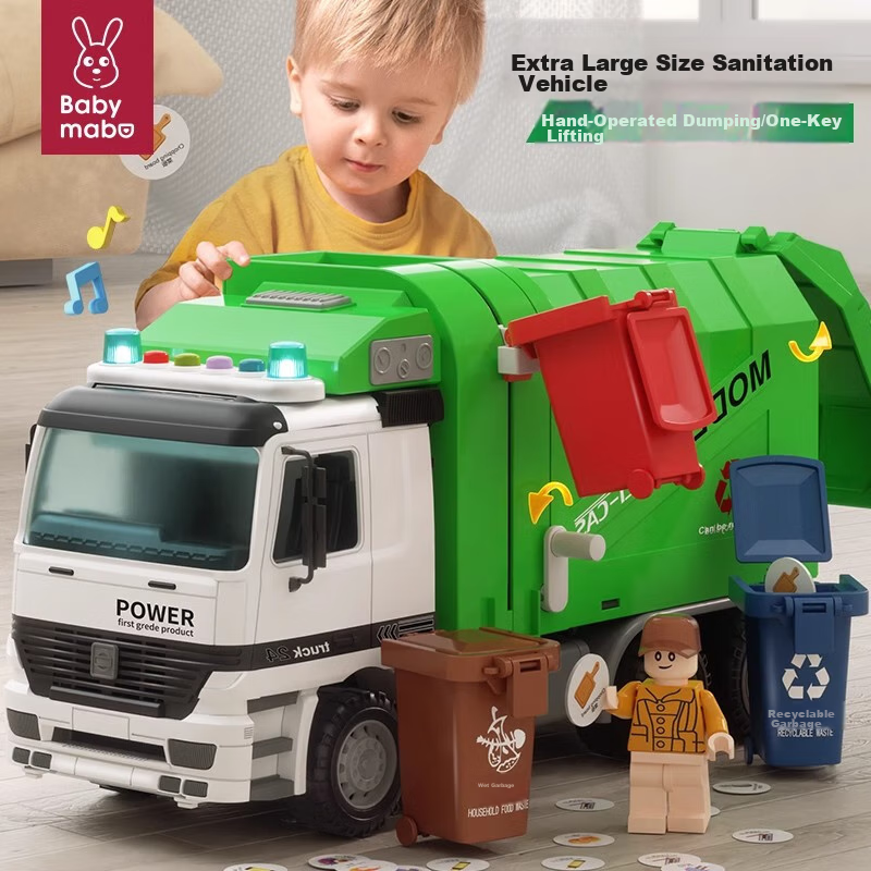 Mabao Shuangbao Toy Car, Sanitation Garbage Truck Model, Children's Toy Car, 3-6 Years Old Boys, Alloy Transport Vehicle, Sorting Cards