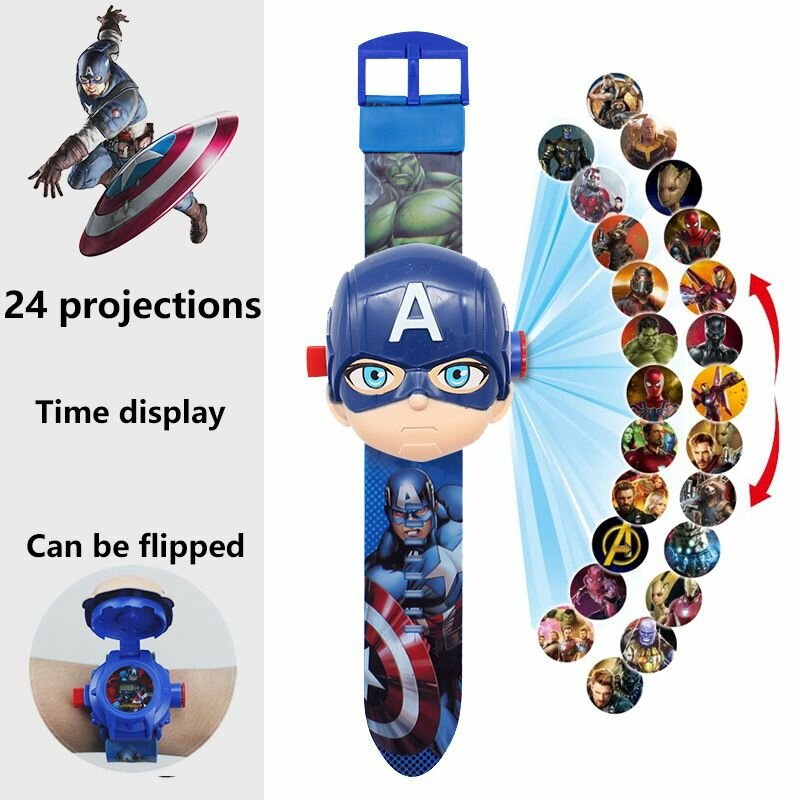 Детские электронные часы Disney с 3D проекцией мультфильмов, 24 картинки с раскладушкой, аниме-игрушка, креативный подарок для детей