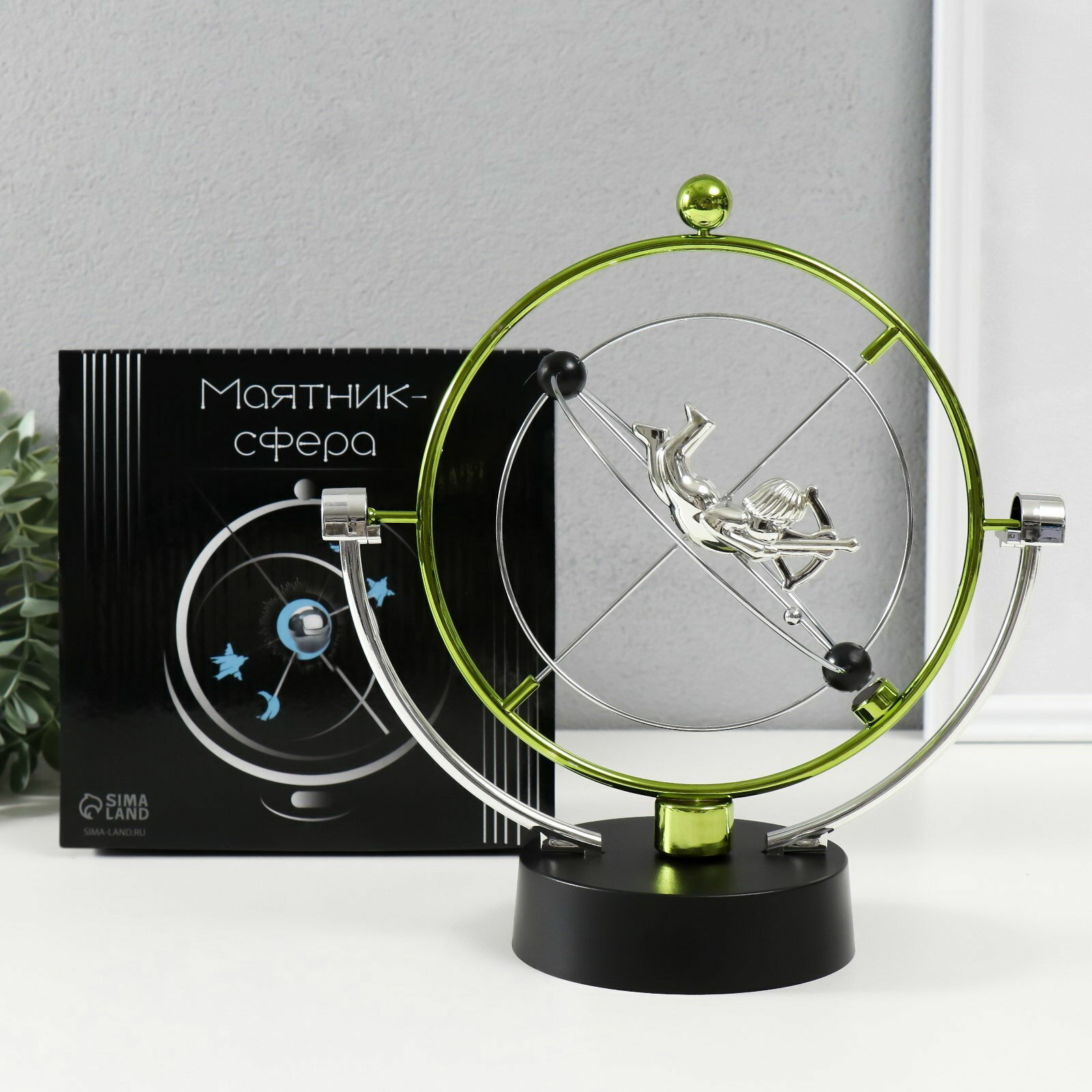 Маятник настольный антистресс "Сфера: Ангел", 23x11x24.5 см, цвет: зелёный