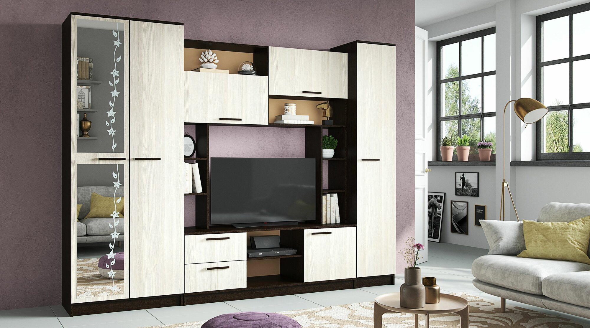 Гостиная "Флора" венге/лоредо нов. (БТС)