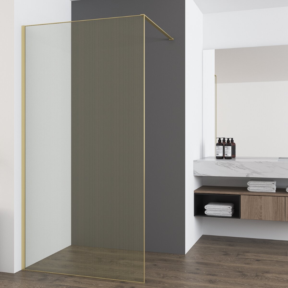 Душевая перегородка Vincea Walk-In 200х100 VSW-7HS100GWG брашированное золото