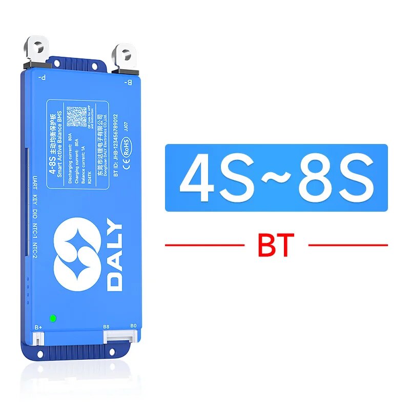 Daly Smart BMS 4S-24S для LiFePO4, NMC, Li-Ion аккумуляторов 100A, 4-8S BT UART