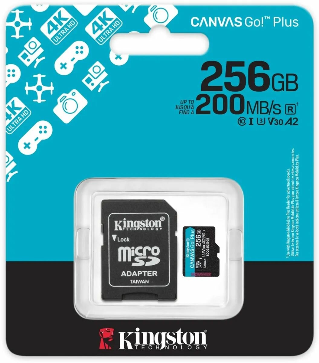 SD карта Kingston microSDXC Memory Card 256Gb A2 V30 UHS-I U3