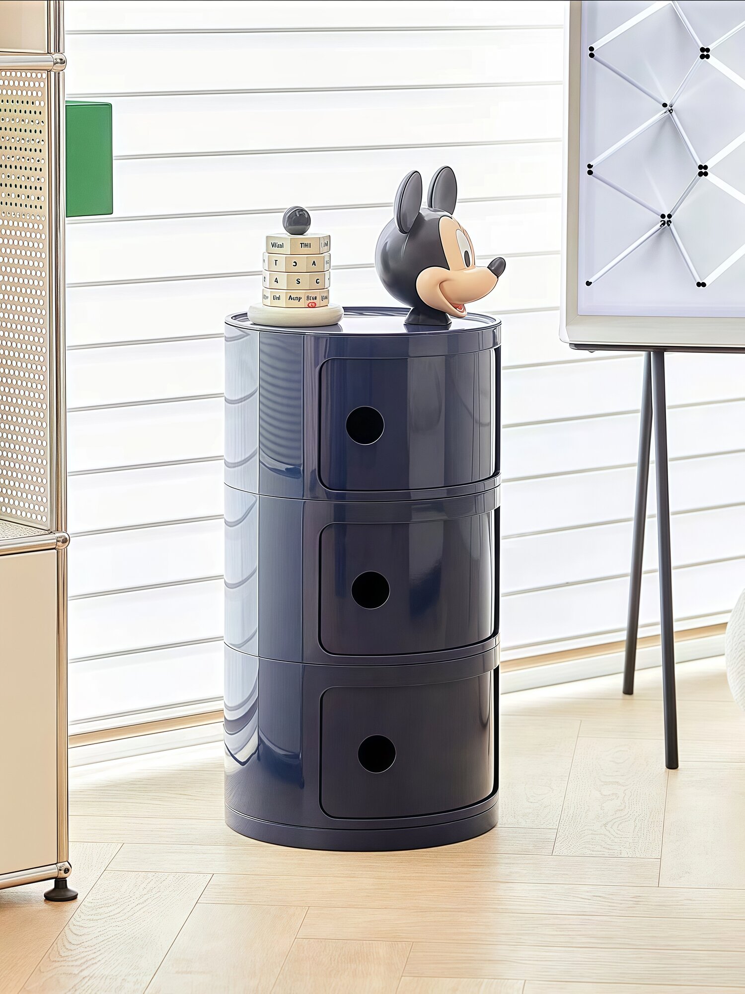 Тумба В Скандинавском Стиле, Материал, Цилиндрическая, С Раздвижными Дверцами, Штабелируемая, Тройной