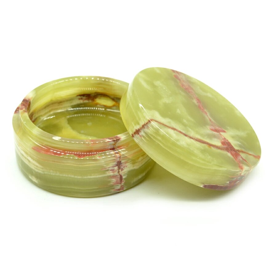 Шкатулка из оникса круглая 100*100*50мм .