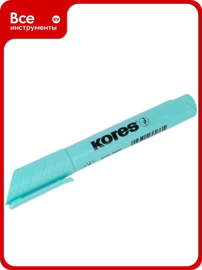 Маркер-текстовыделитель Kores highlinerpluspastel на водной основе, бирюзовый, здоровья и окружающей