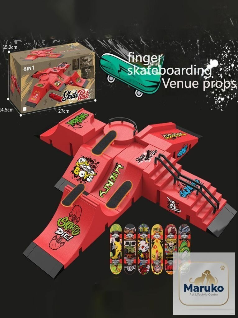 Эксклюзивный фингерборд парк с рампой и скейтом для пальчиков