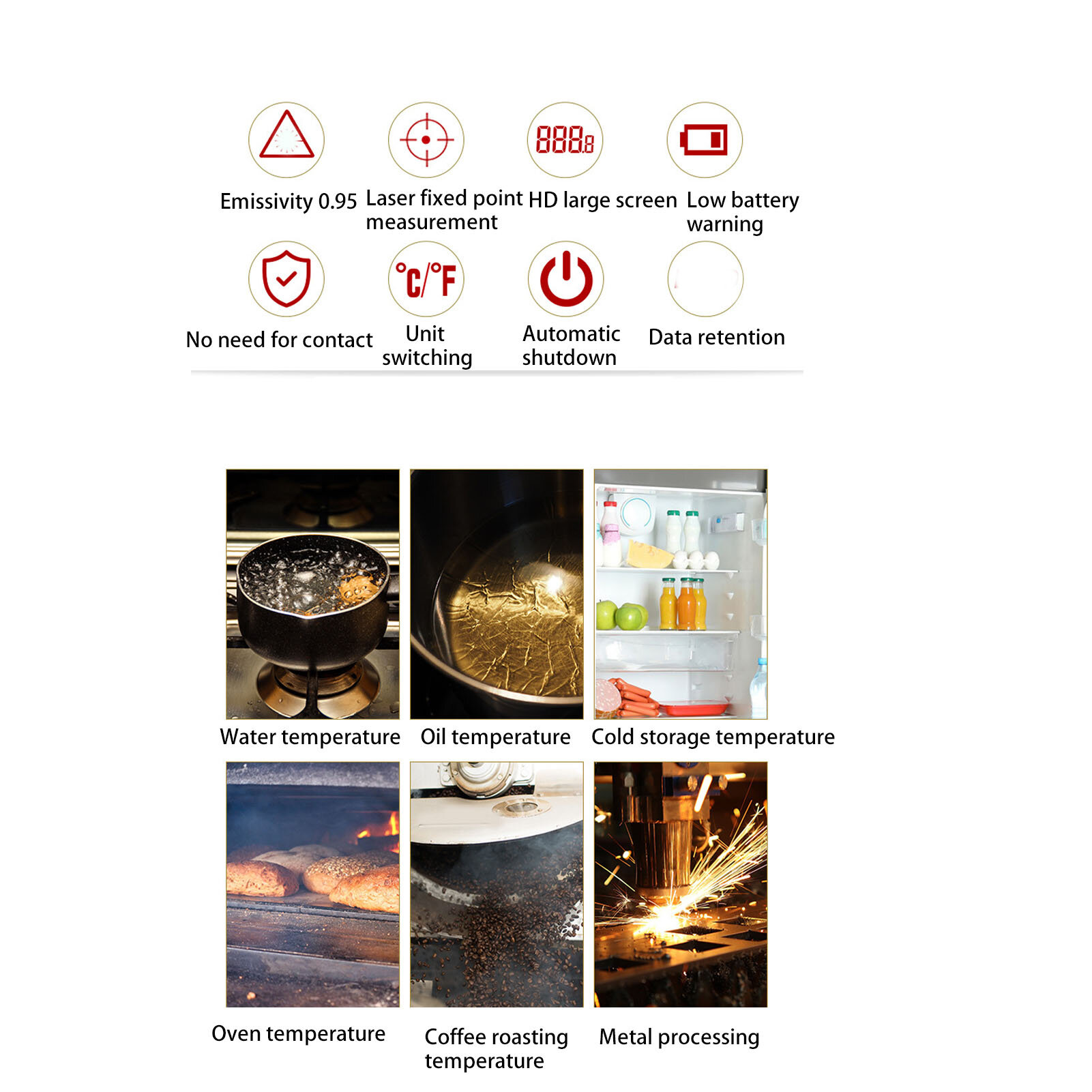 Инфракрасный измеритель температуры Высокая точность Быстрый отклик Блокировка данных Подсветка дисплея Детектор температуры
