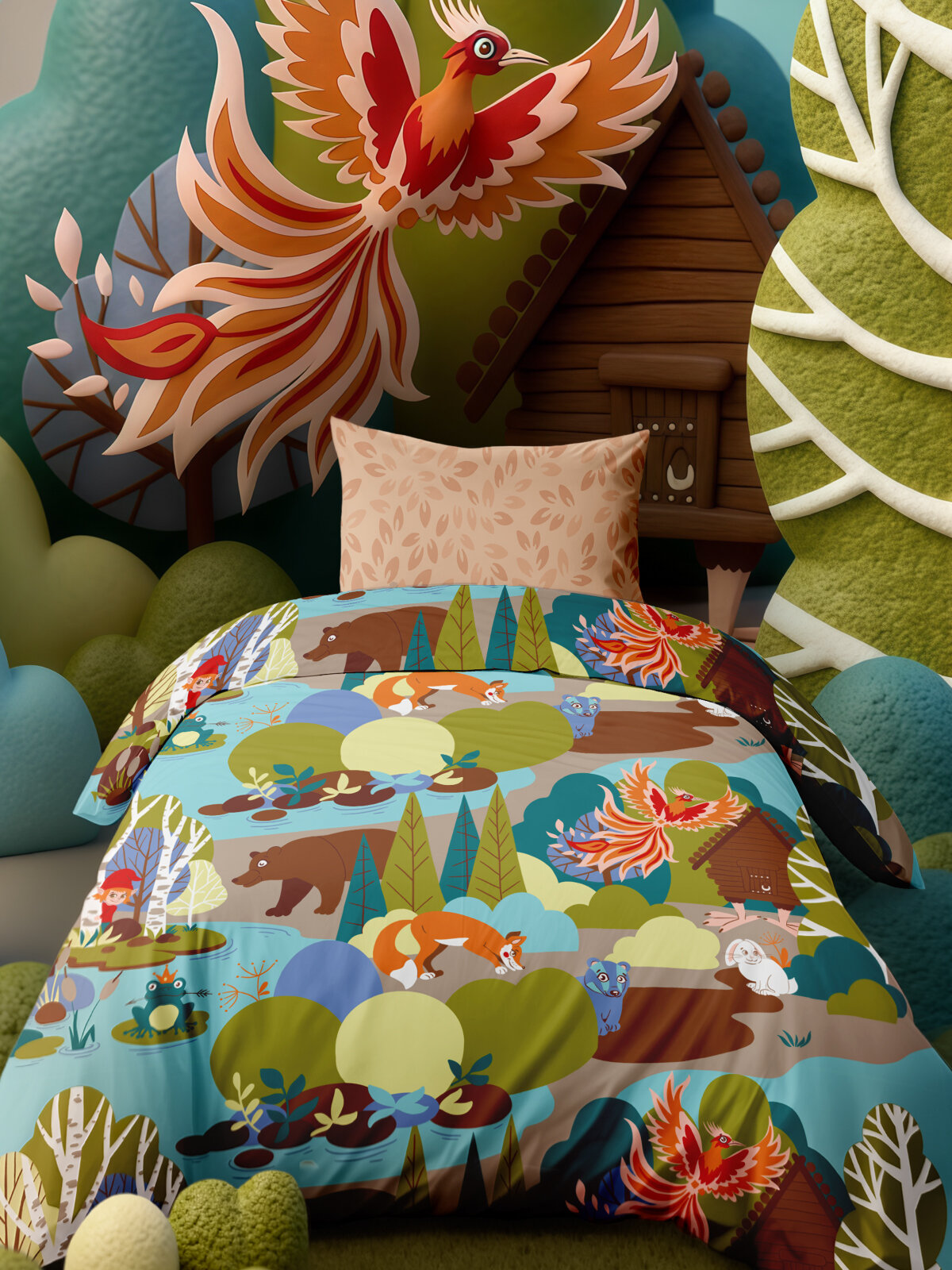Постельное белье для детей Василек 1,5-спальное, Бязь, наволочка 70х70, Сказочные тропы