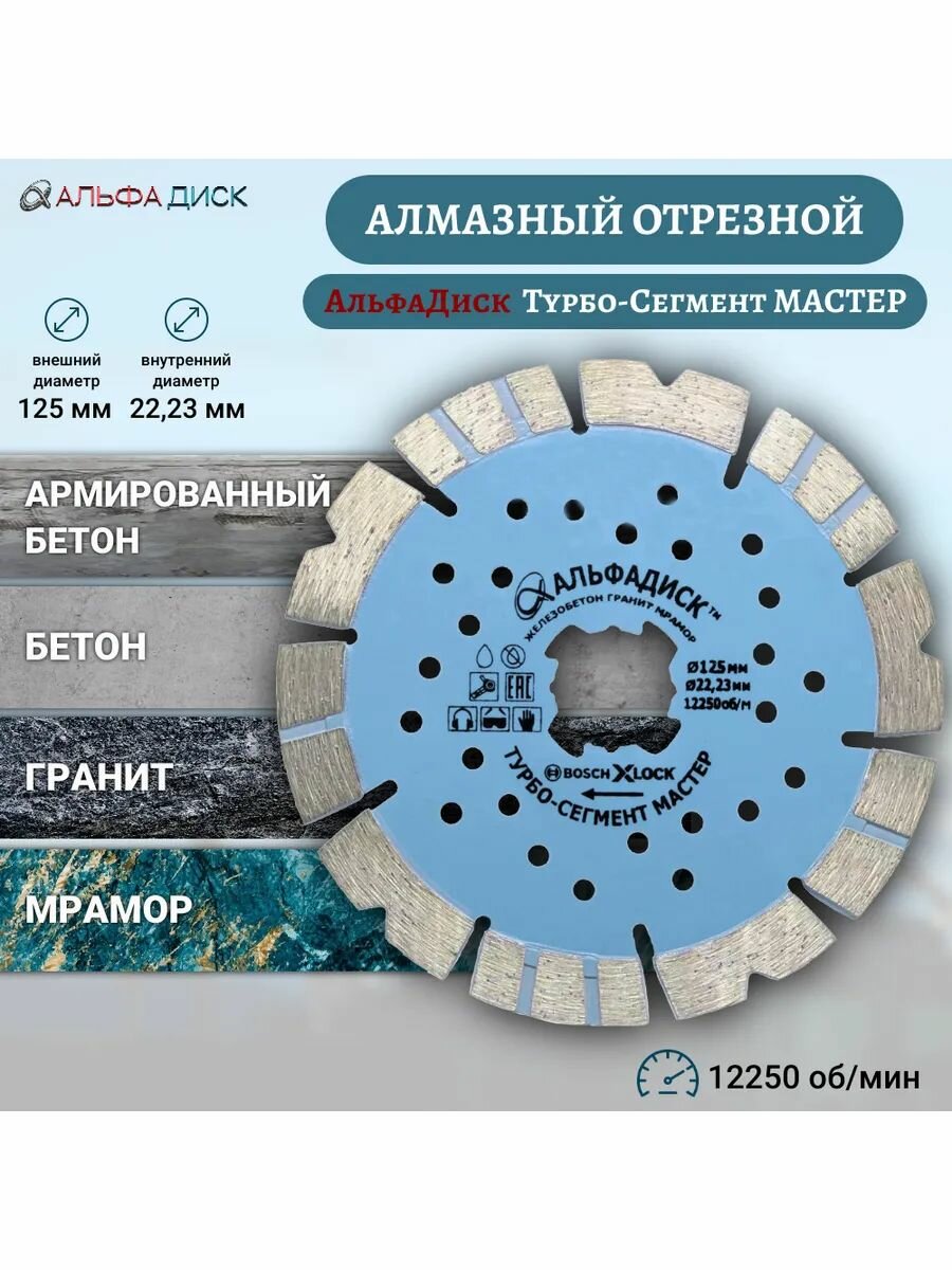 Отрезной АльфаДиск Турбо-Сегмент Мастер 125 мм XLOCK