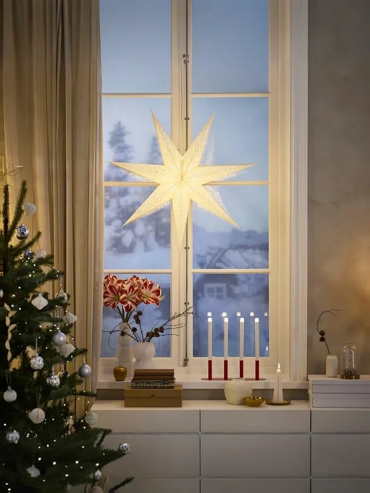 Ikea strala шнур подвес для звезды 48, 70, 90 см, белый плетеный, 4 метра