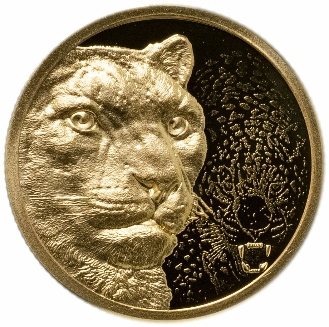 Монголия 1000 тугриков 2024 "Мистический Снежный леопард барс", в футляре с сертификатом, Золото 999, в сохранности Proof