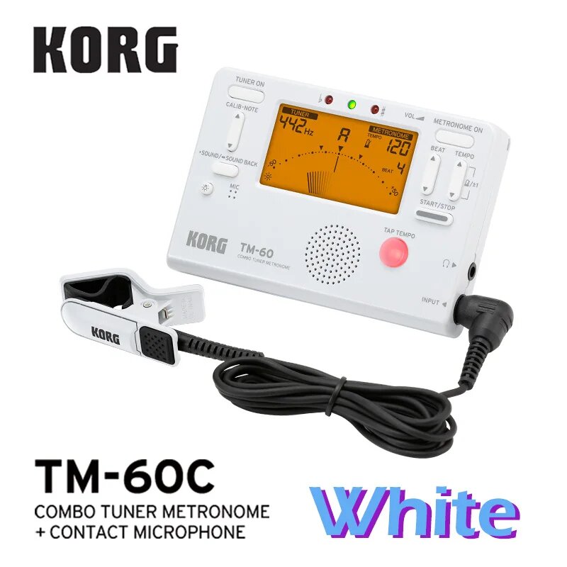 Korg TM60 TM60C Тюнер Метроном Белый, TM-60C-White