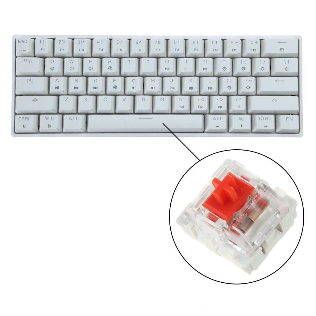 Skyloong GK61 — компактная механическая клавиатура, Красный выключатель