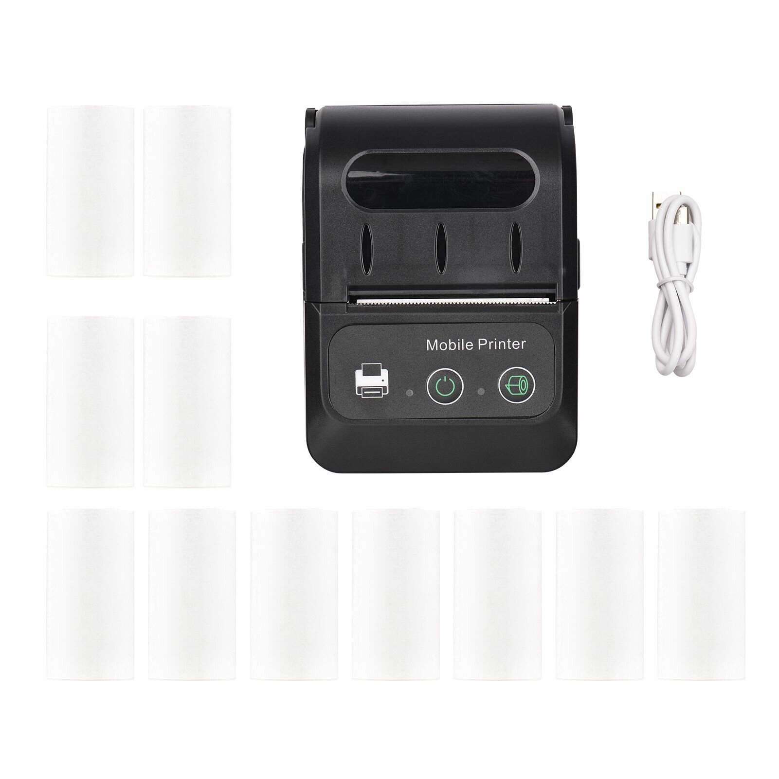 58 мм термопринтер чеков Bisofice, 11 рулонов, USB, BT, для Windows/Android/iOS