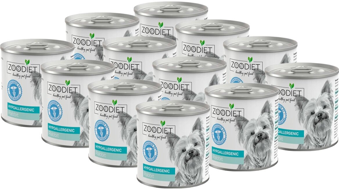 ZOODIET HYPOALLERGENIC RABBIT для взрослых собак при аллергии с кроликом (240 гр х 12 шт)