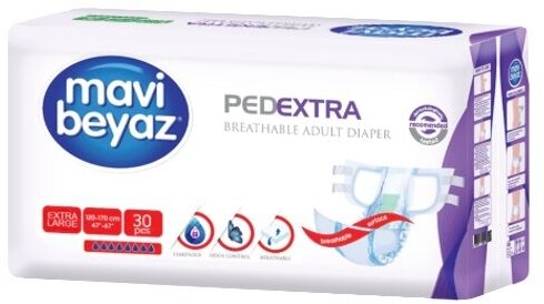 Подгузники для взрослых Mavi beyaz Extra Large, объем талии 120-170см, 30шт.