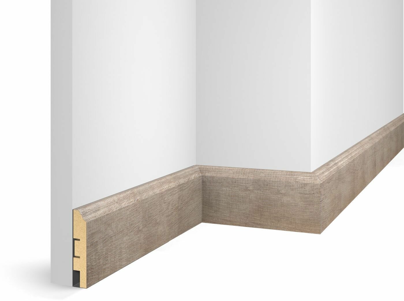 Плинтус WP07, экошпон, дуб Серо-коричневый, 80x16x2400 мм, МДФ