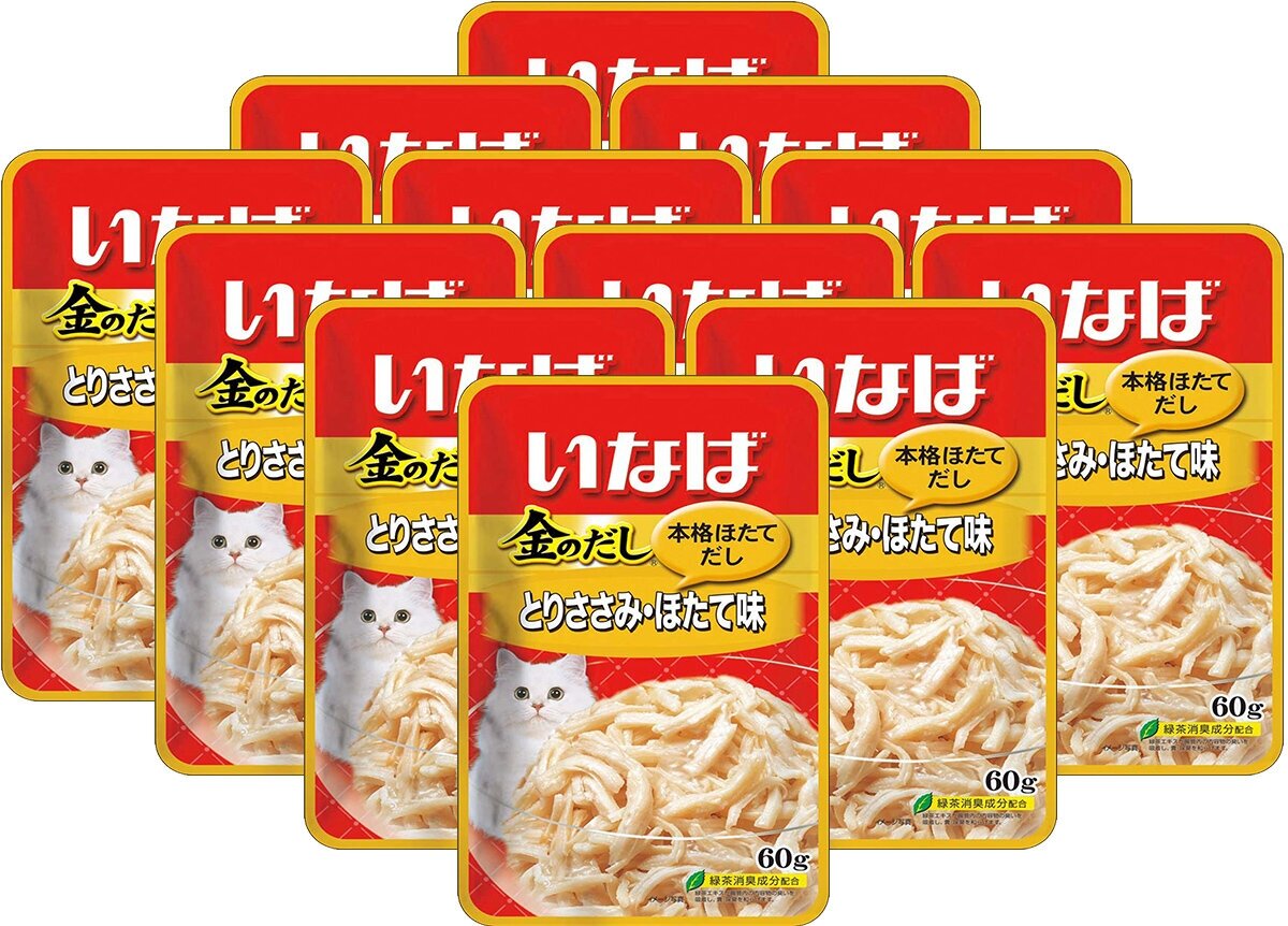 INABA KINNODASHI для взрослых кошек с куриным филе и морским гребешком в желе (60 гр х 12 шт)