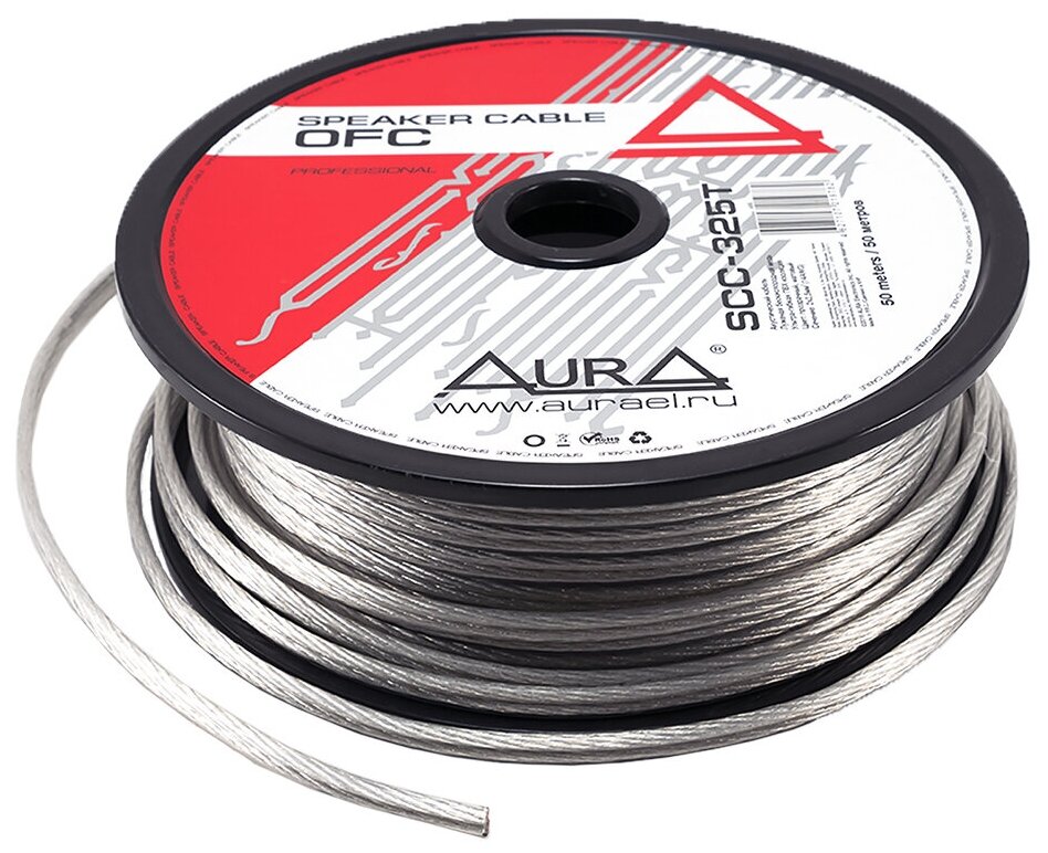 Кабель акустический AurA SCC-325T, OFC, прозрачный, 2.5мм2, 50м/катушка