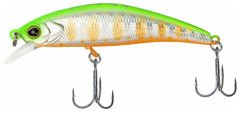 Воблер минноу на щуку/на головля/на судака/на окуня/на форель JACKALL Tricoroll Ryushin 53HW цв. lime yamame