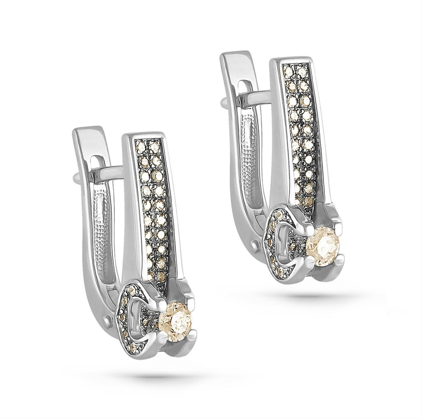 Серьги, белое золото, 585 проба, бриллиант