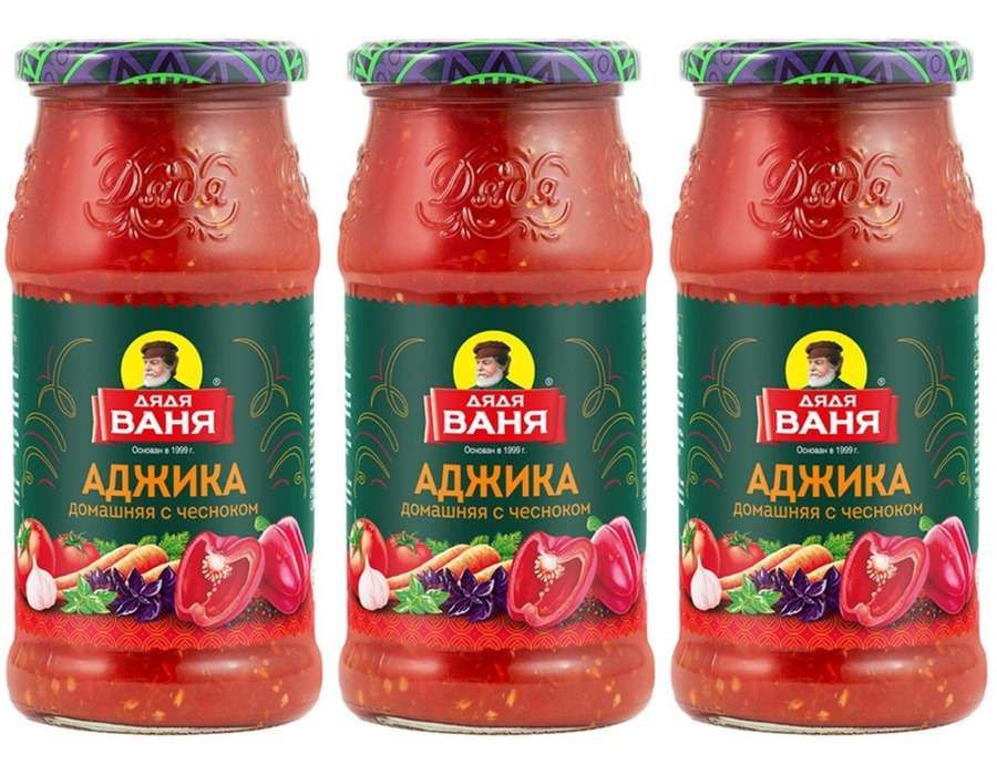 Дядя Ваня Аджика домашняя с чесноком, 370 г, 3 шт