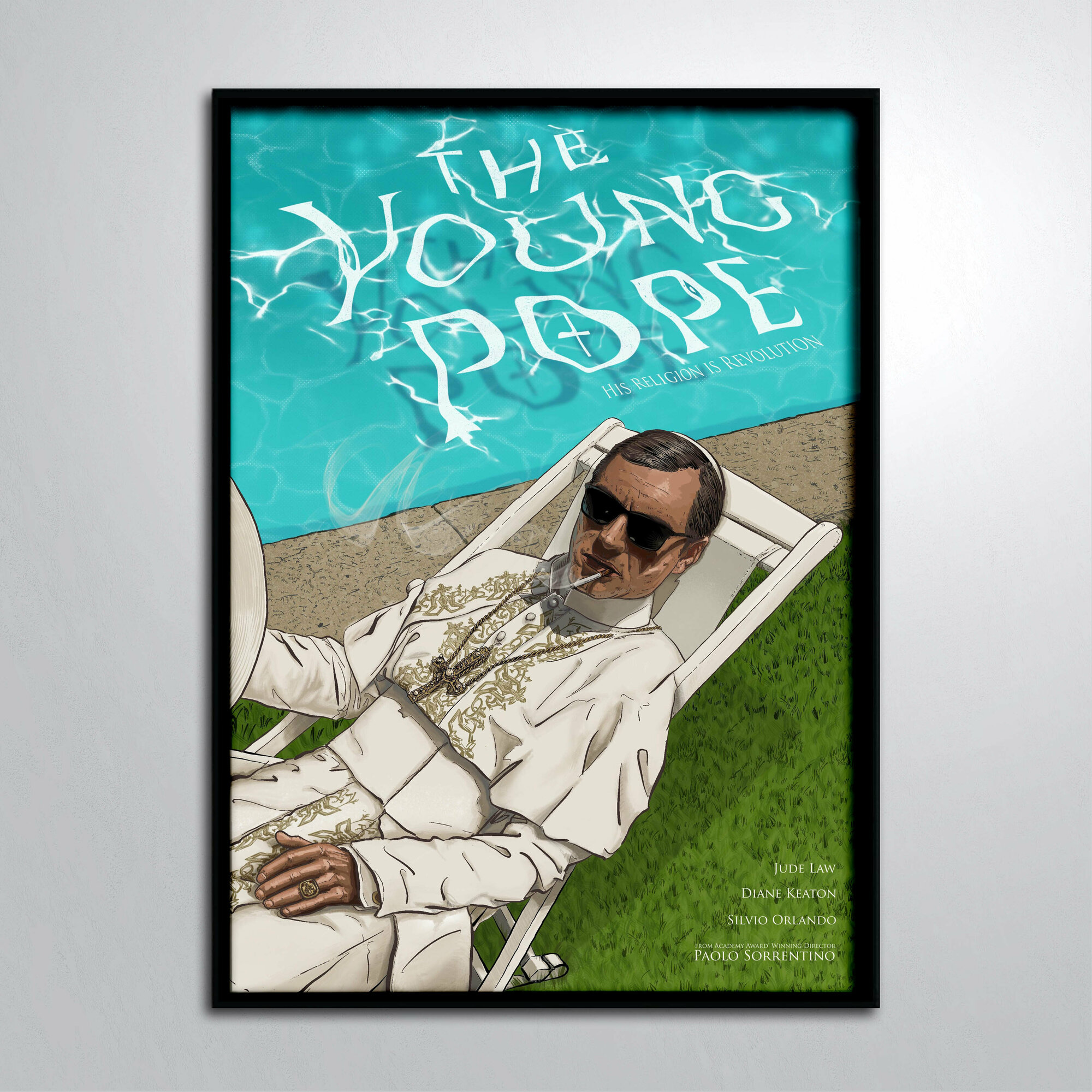 Постер без рамы/Молодой Папа Арт Бассейн The Young Pope