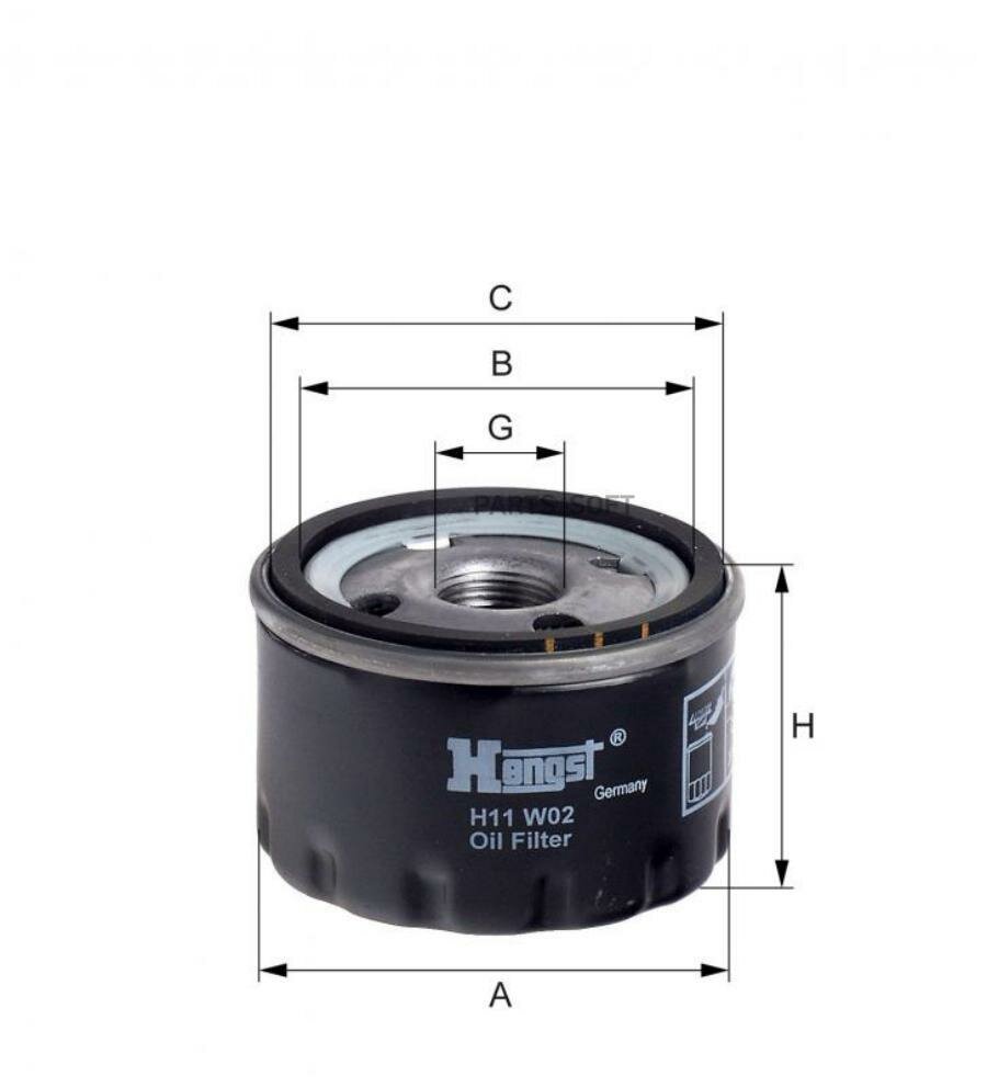 HENGST H11W02 Фильтр масляныйRENAULT/MITSUBISHI/NISSAN/OPEL/LADA LARGUS